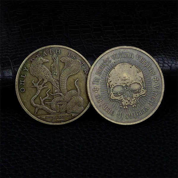 4 styles of replica coins skeleton hourglass lion collectibles crafts ...