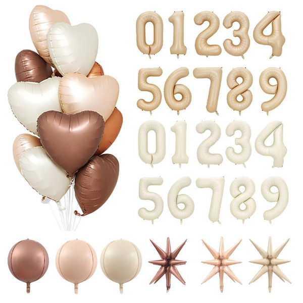 40Inch Cream Color Number Balloons 1-9 Large Digital Foil Helium Ball ...