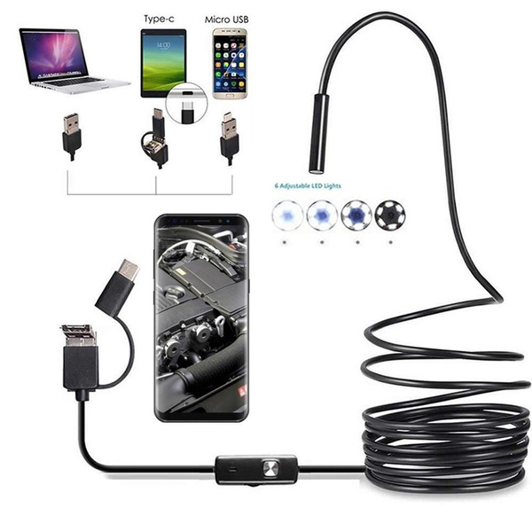 6LED HD 480P Borescope Android TYPE-C USB3-in-1 Interface Flexible ...
