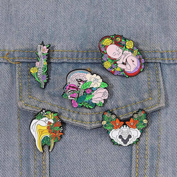 Floral Organs Enamel Pins Fetus Uterus Tooth Rib Liver Kidney Pelvis ...
