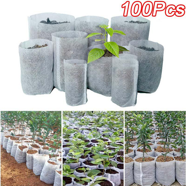 100Pcs Non-woven Fabric Seeding Bags Biodegradable Nursery Bag Garden ...