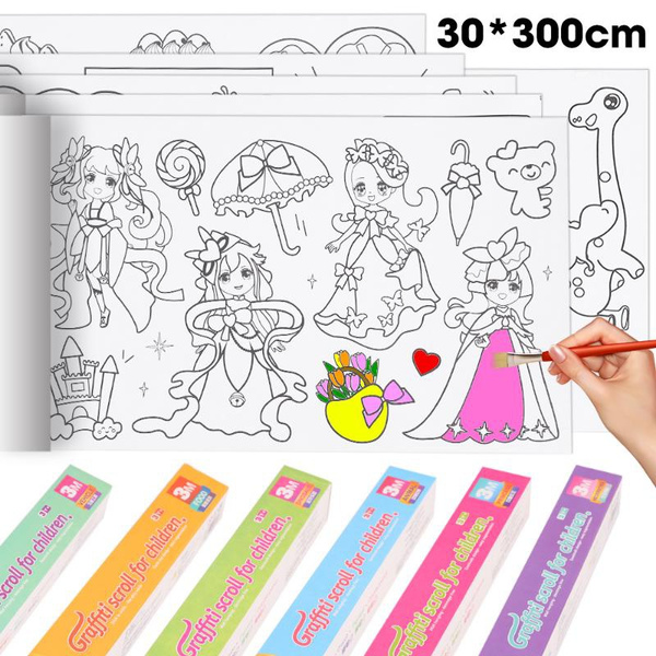 Cartoon DIY Mural Wall Art Print Picture Plastic Scroll Hanging ...
