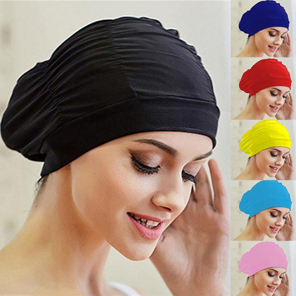 Swimming Pool Hat Ladies Turban Swim Cap Shower Adjustable Unisex Adult ...