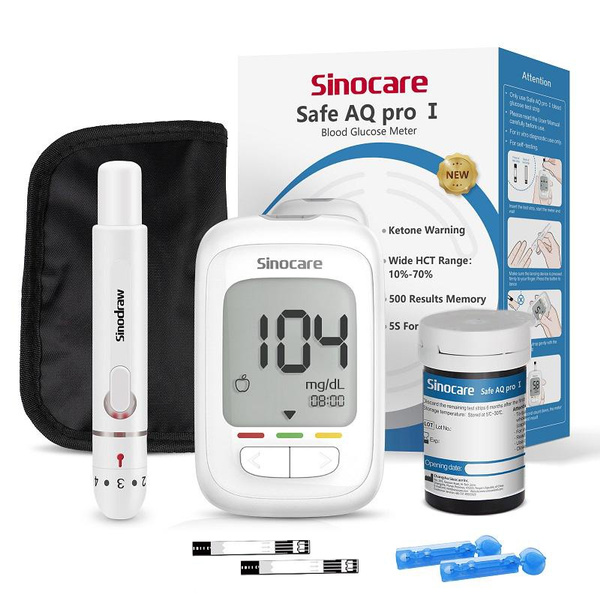 Sinocare® High Accuracy AQ PRO I Model Blood Glucose Monitor with 50/ ...