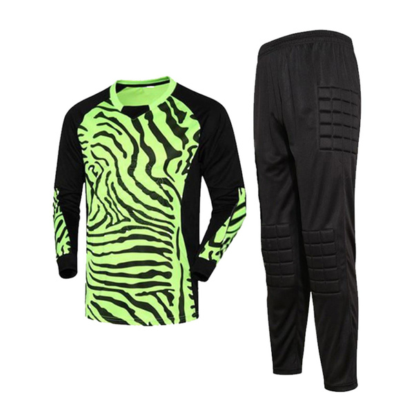 Kids Soccer Goalkeeper Uniform Set Padded Goalkeeper Jersey Shirts and ...
