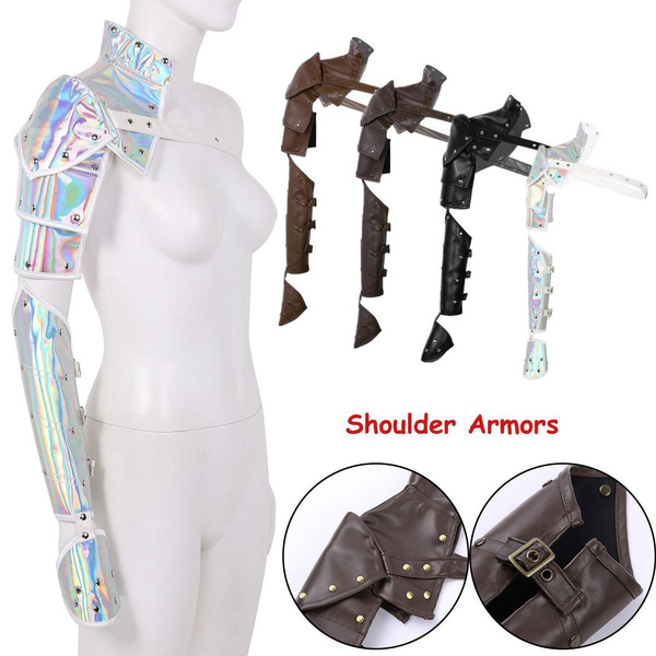 Gothic Steampunk Shoulder Shrug Armors Metal Rivets PU Leather Body ...