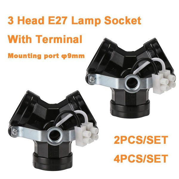 2PCS/4PCS E27 Lamp Socket 3 Heads Screw-Mount With Terminal Lamp Holder ...