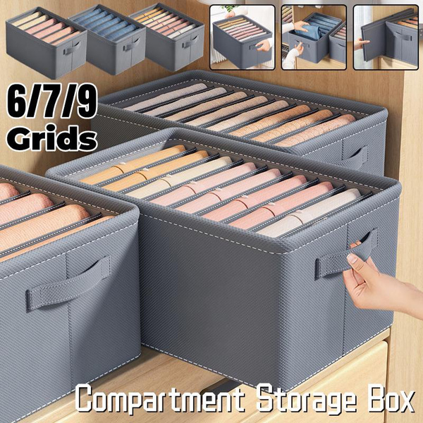 6/7/9 Grids Foldable Compartment Storage Box Jeans Pants Clothes Drawer ...