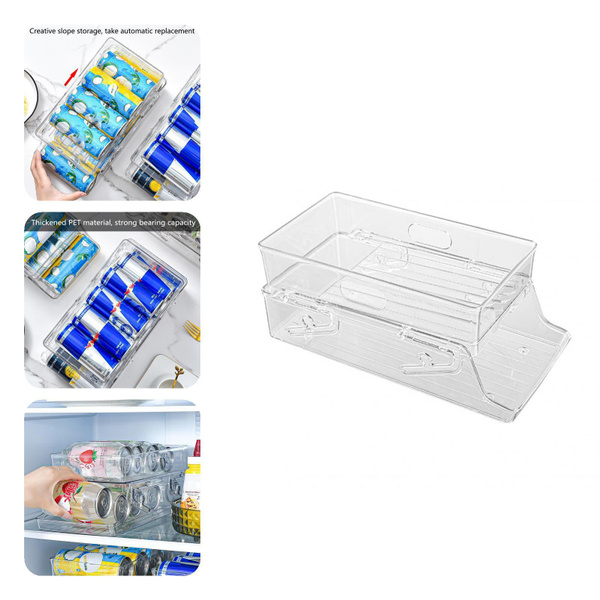 Refrigerator Drink Bin Self-rolling Storage Clear Plastic Fridge Beer ...