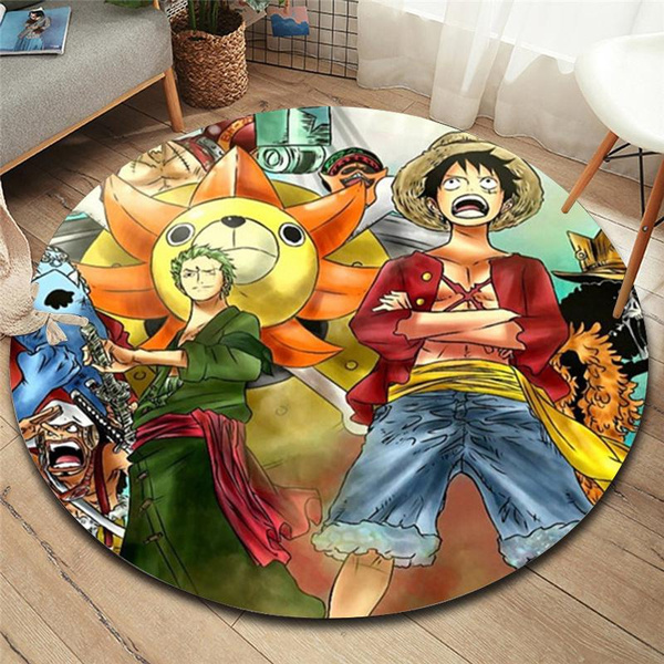 Cartoon One Piece Round Floor Mats for Living Room Bedroom Luffy Print ...