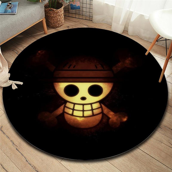 Cartoon One Piece Round Floor Mats for Living Room Bedroom Luffy Print ...