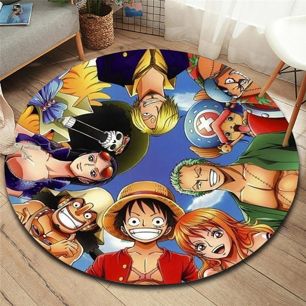 Cartoon One Piece Round Floor Mats for Living Room Bedroom Luffy Print ...