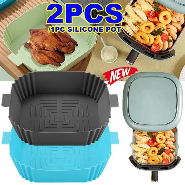1/2Pcs Air Fryer Silicone Pad Microwave Baking Tray Pizza Grill Pan ...