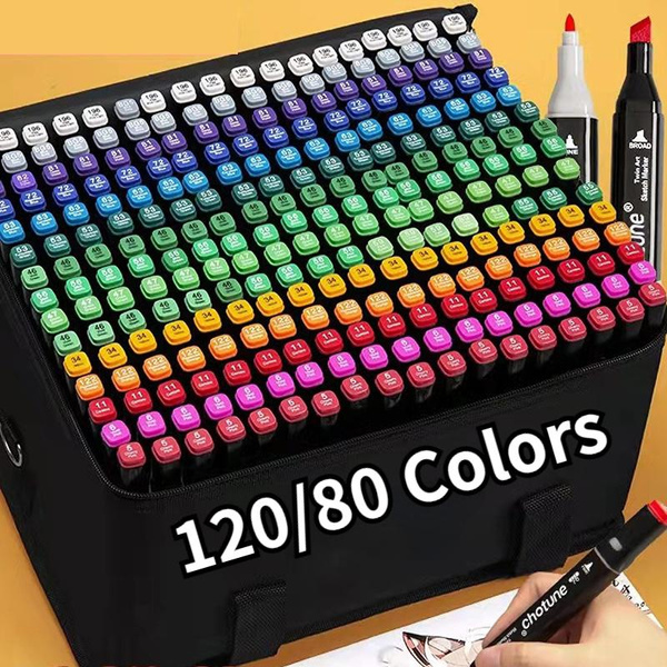 120/80 Colour Double Headed Oily Marker Set Sketch Drawing Graffiti Art ...