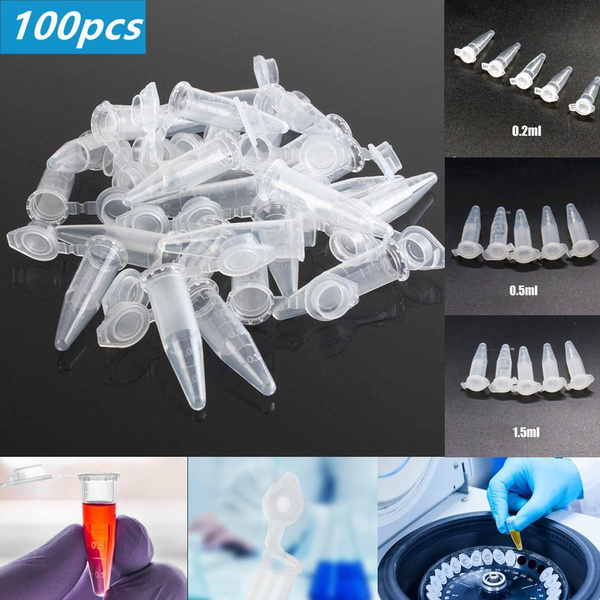 100pcs 0.2ml/0.5ml/1.5ml Polypropylene Microcentrifuge Tubes with Snap ...