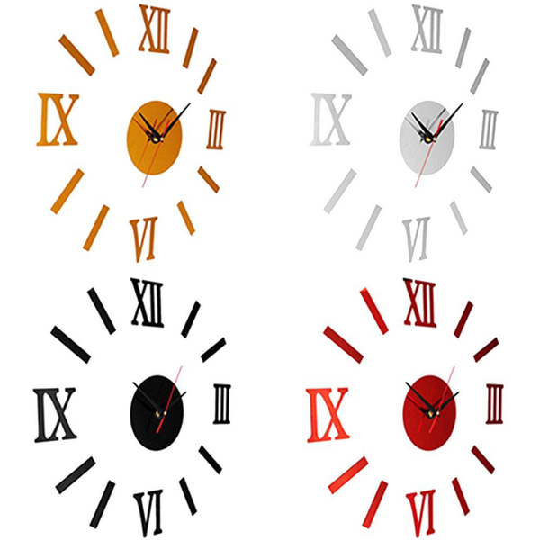 DIY 3D Analog Wall Hanging Clock Sticker Living Room Office Decal ...