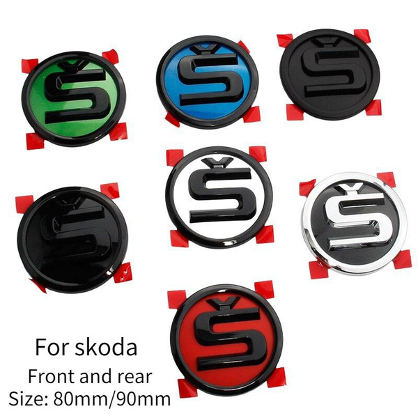 80/90mm Hood Sticker DIY S Logo For SKODA SUPERB OCTAVIA KODIAQ ENYAQ ...