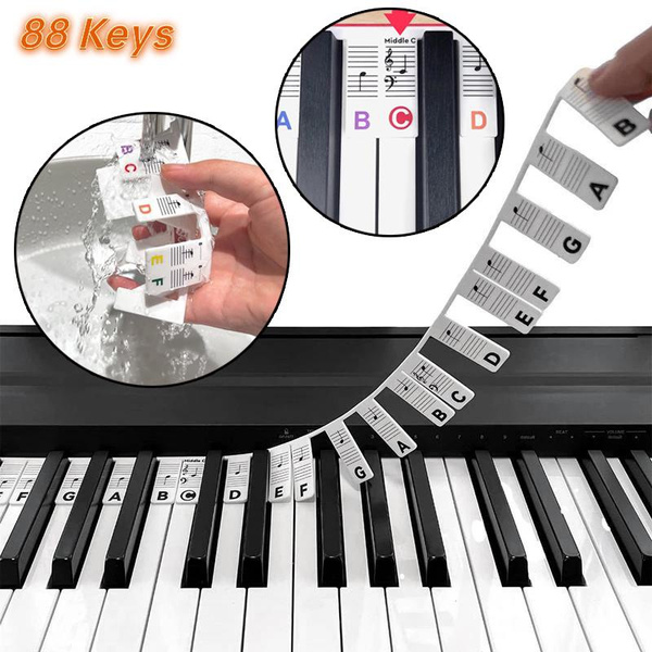 New 88-Keys Silicone Detachable Piano Key Stickers Piano Keyboard ...