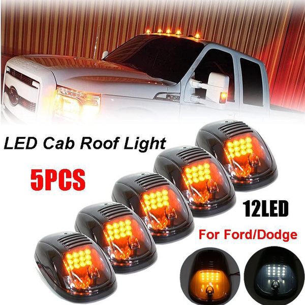 5Pcs Yellow/White LED Cab Roof Top Clearance Light Marker Running Lamps ...