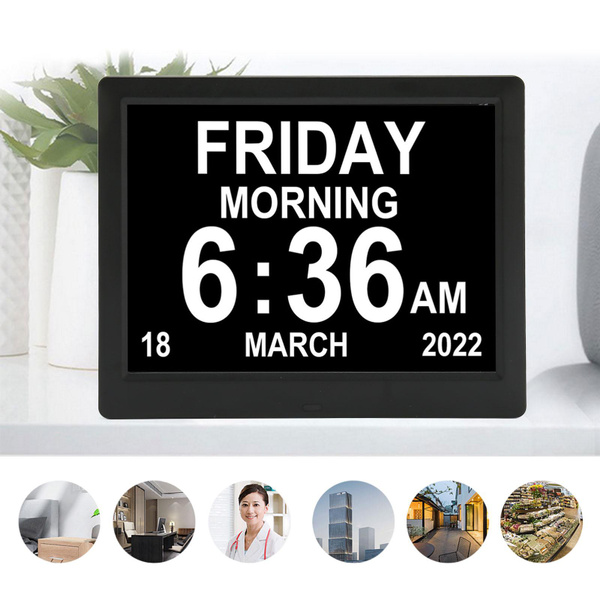 Digital Day Calendar Clock Auto Dimming Large Display Medication ...