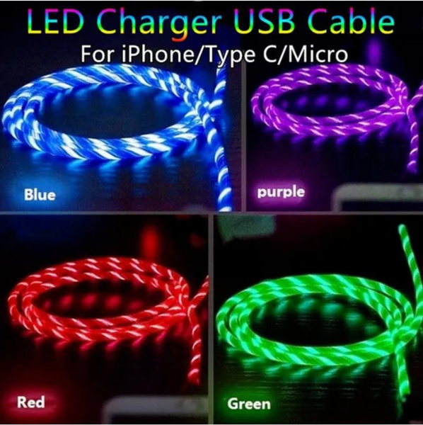 New Flowing Glowing Light LED Data USB Cable for iPhone Fast Charger ...