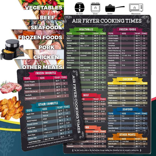 Air Fryer Quick Reference Stickers Refrigerator Magnet Sheet Set Cook ...