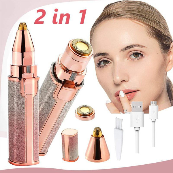 Portable 2 IN 1 Electric Epilator Eyebrow Trimmer Female Body Facial ...