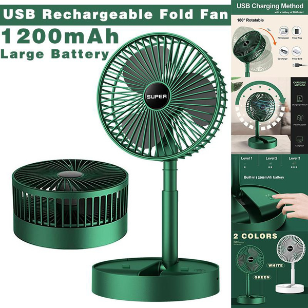 New Portable Desk Fan Foldaway Table Fan USB Rechargeable Pedestal ...
