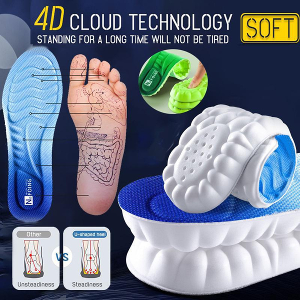 4D Latex Sport Insoles Super Soft High Elasticity Shoe Pads Anti-pain ...
