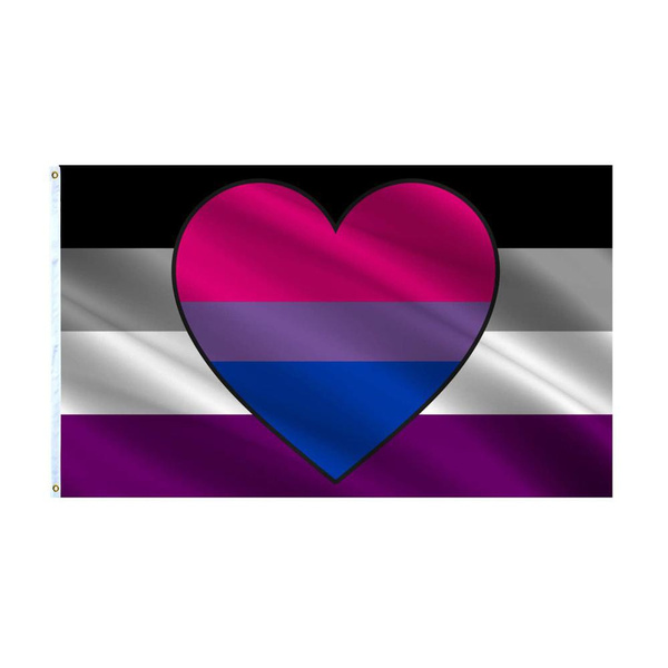3x5FT Asexual Biromantic Pride Flag Biro Ace Bisexual Heart LGBT Bi ...