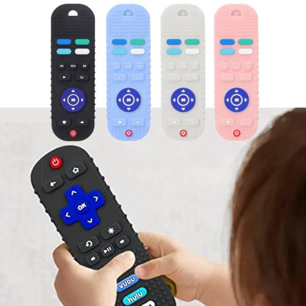 Remote Control Shape Teething Toys Silicone Simulation Soft Baby TV ...