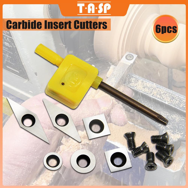 6pcs Wood Turning Carbide Cutter Inserts Combination Set,For TASP Or ...