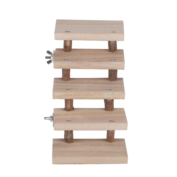 5 Layers Natural Wood Ladder, Climbing Ladder Stairs for Guinea Pigs ...