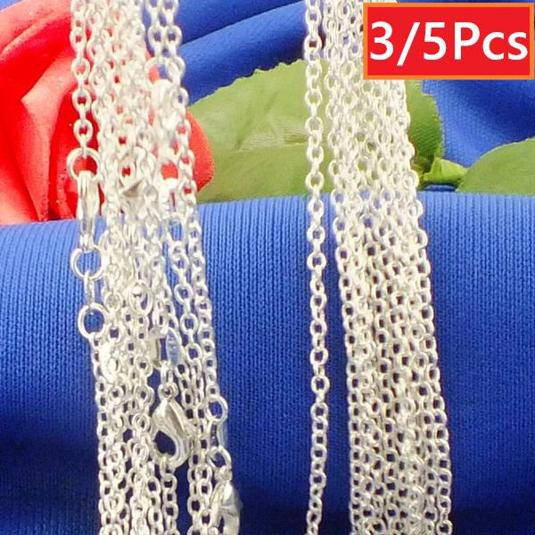 Fashion Jewelry 5pcs/3pcs 925 Sterling Silver "O" Shaped Chain Necklace ...