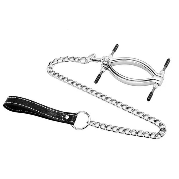 Bdsm Leather Leash Labia Clip Stainless Steel Clitoris Clamps For Women ...