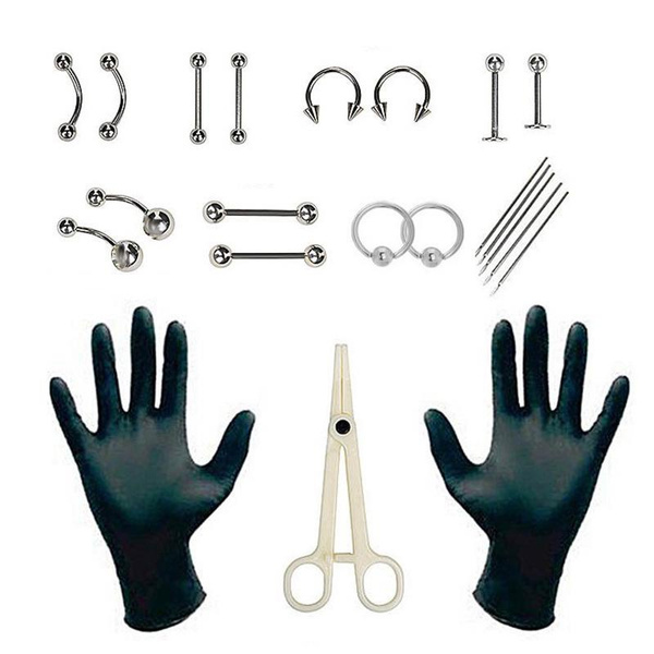20pcs/set Kit de herramientas para Piercing corporal para la nariz y el ...