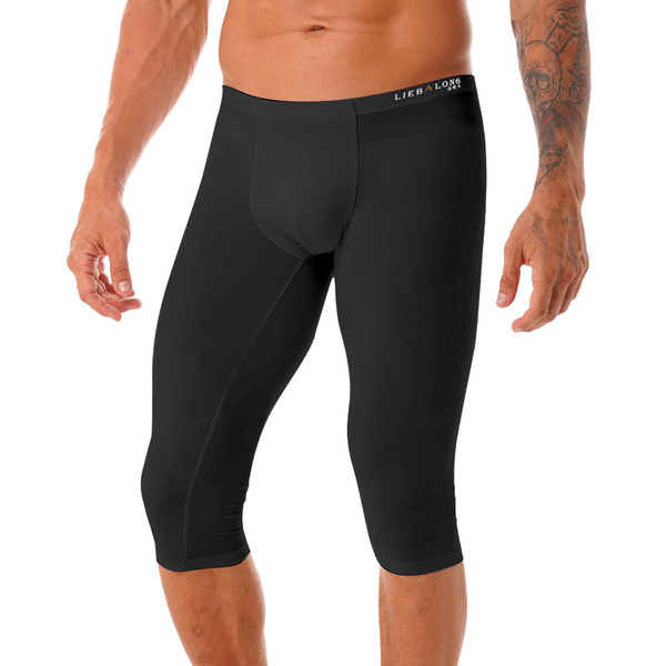 Men's Compression Pants Running Tights Sport Leggings Bulge Pouch Short ...