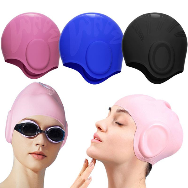 Unisex Adults Swimming Caps Men Women Long Hair Waterproof Swim Pool ...