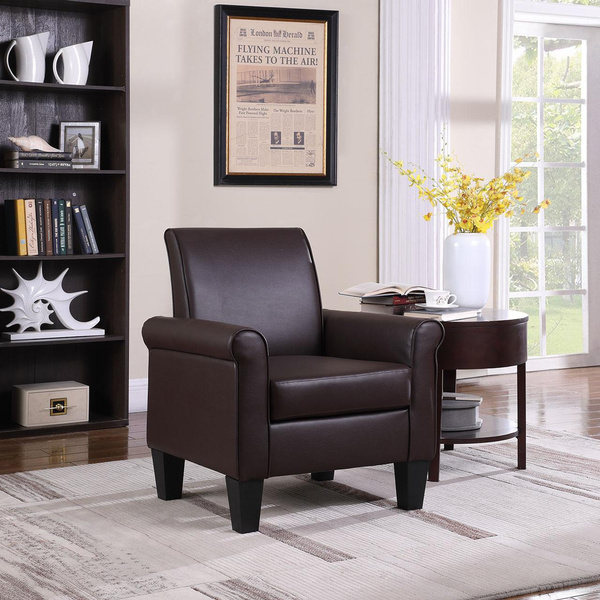 Modern Leather Accent Arm Chair Couch Sofa Club Chair Living Room ...