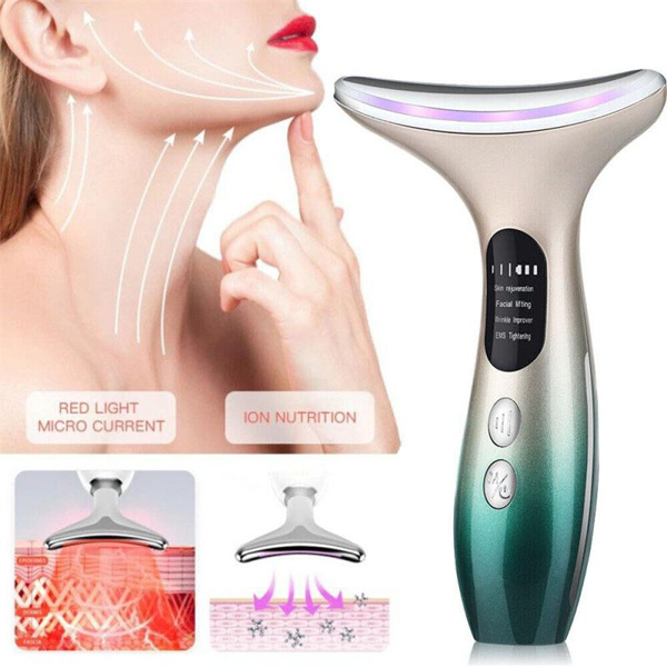 Neck Beauty Devices LED EMS Microcurrent Neck Skin Tightening Lifting Device Reduce Double Chin ...
