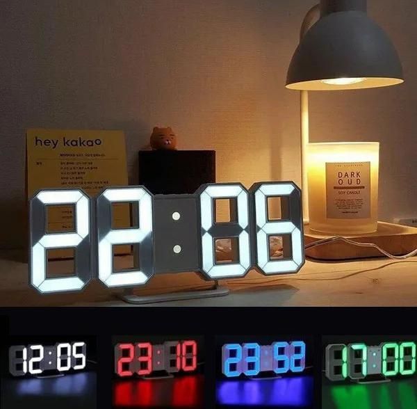 LED Digital Clock North-Europe Style Glowing Night Mode Brightness ...