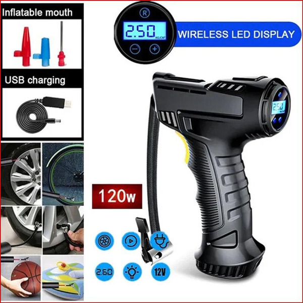 120W Car Air Pump Wireless/Wired Electric Car Tire Inflatable Pump ...