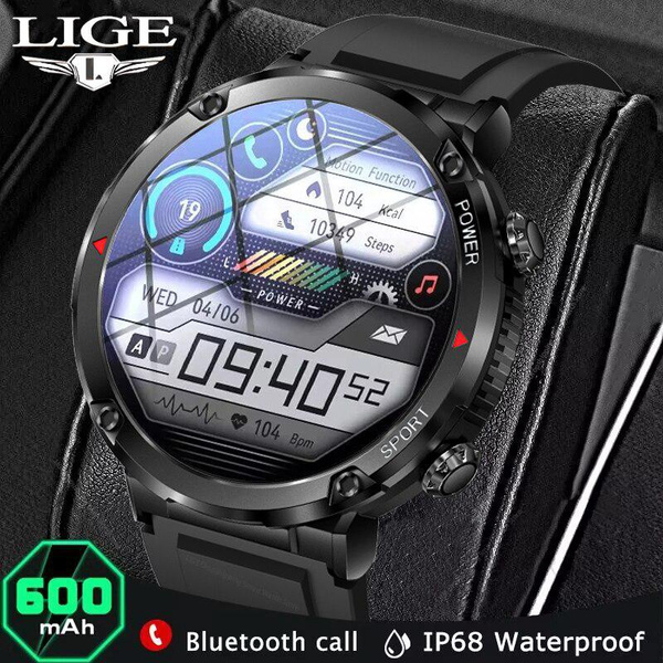 LIGE Men Smart Watch 1.6 Inch Full Touch Fitness Tracker Bluetooth Call ...