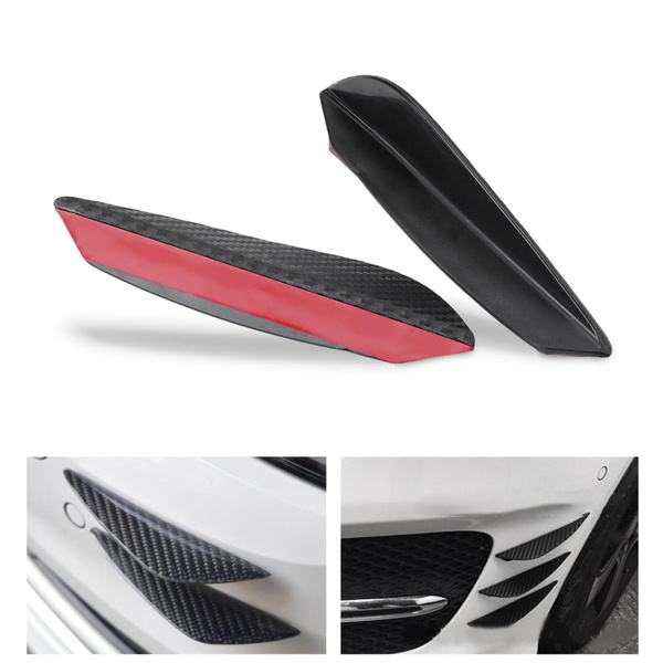 Front Bumper Fin, 4Pcs Universal ABS Carbon Fiber Car Front Spoiler Fin ...