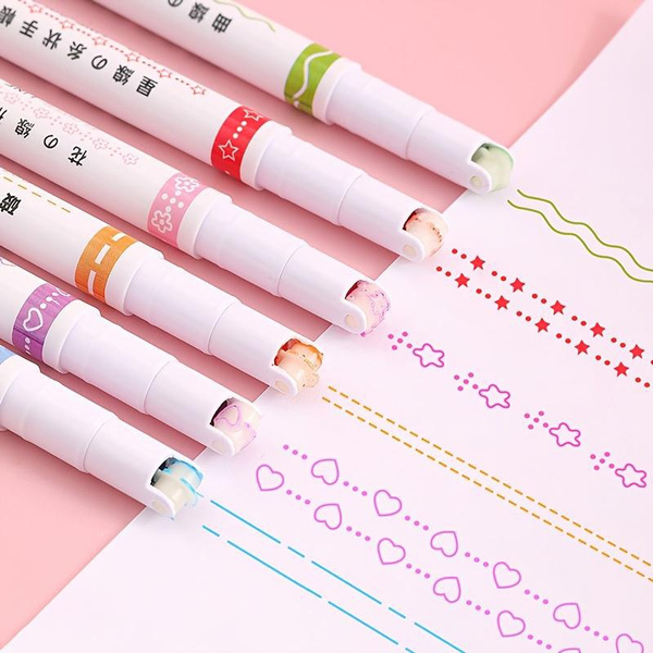 6pcs/Set Colored Curve Pens Highlighter Sets, Different Colors with 6 ...