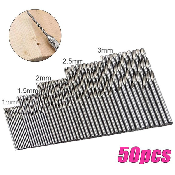 50pcs/set 1-3mm HSS Twist Drill Bit Titanium Coated High Speed Steel ...