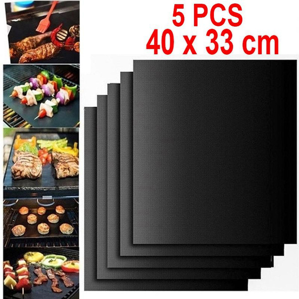 5 PCS 40 x 33 cm Non Stick Outdoor BBQ Grill Mat Bake Grilling Mats ...