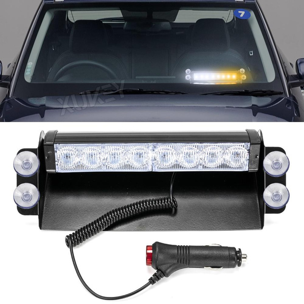 Universal LED Amber/Yellow/White Strobe Flasher Warning Light Car SUV ...