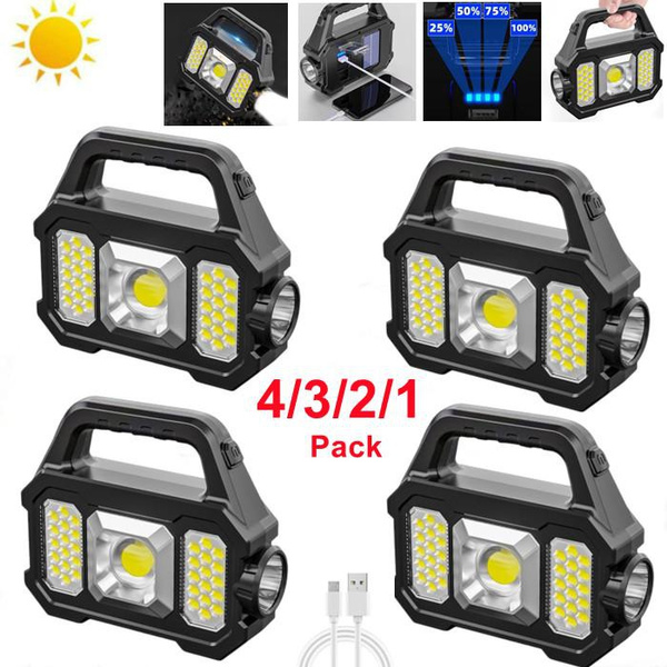 4/3/2/1/ Pack Solar LED Camping Flashlight Handheld Solar Powered ...