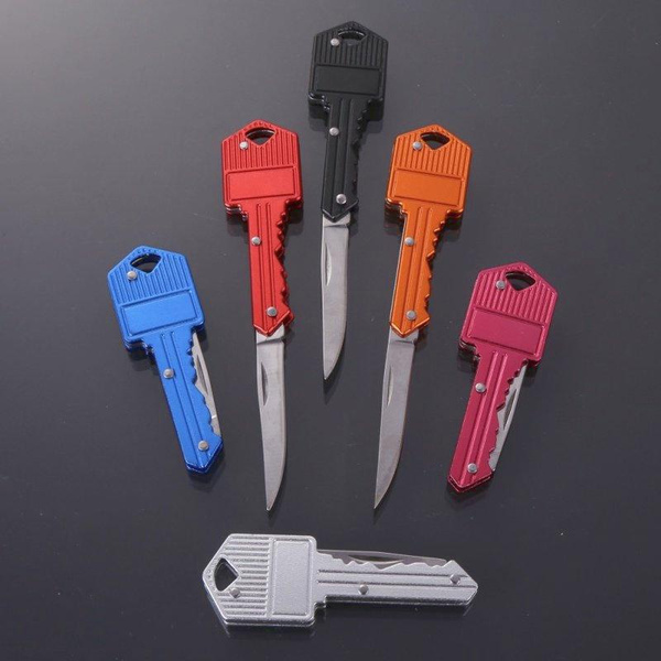 Portable Outdoor Survival Pocket Folding Key Shape Mini Key Chain Knife ...